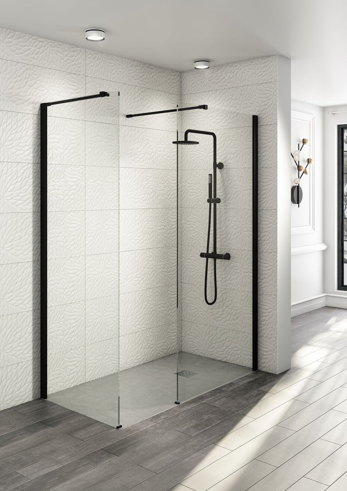 Noir Walk In Shower Enclosure 1200 x 700 - Matt Black Profile — Wise ...