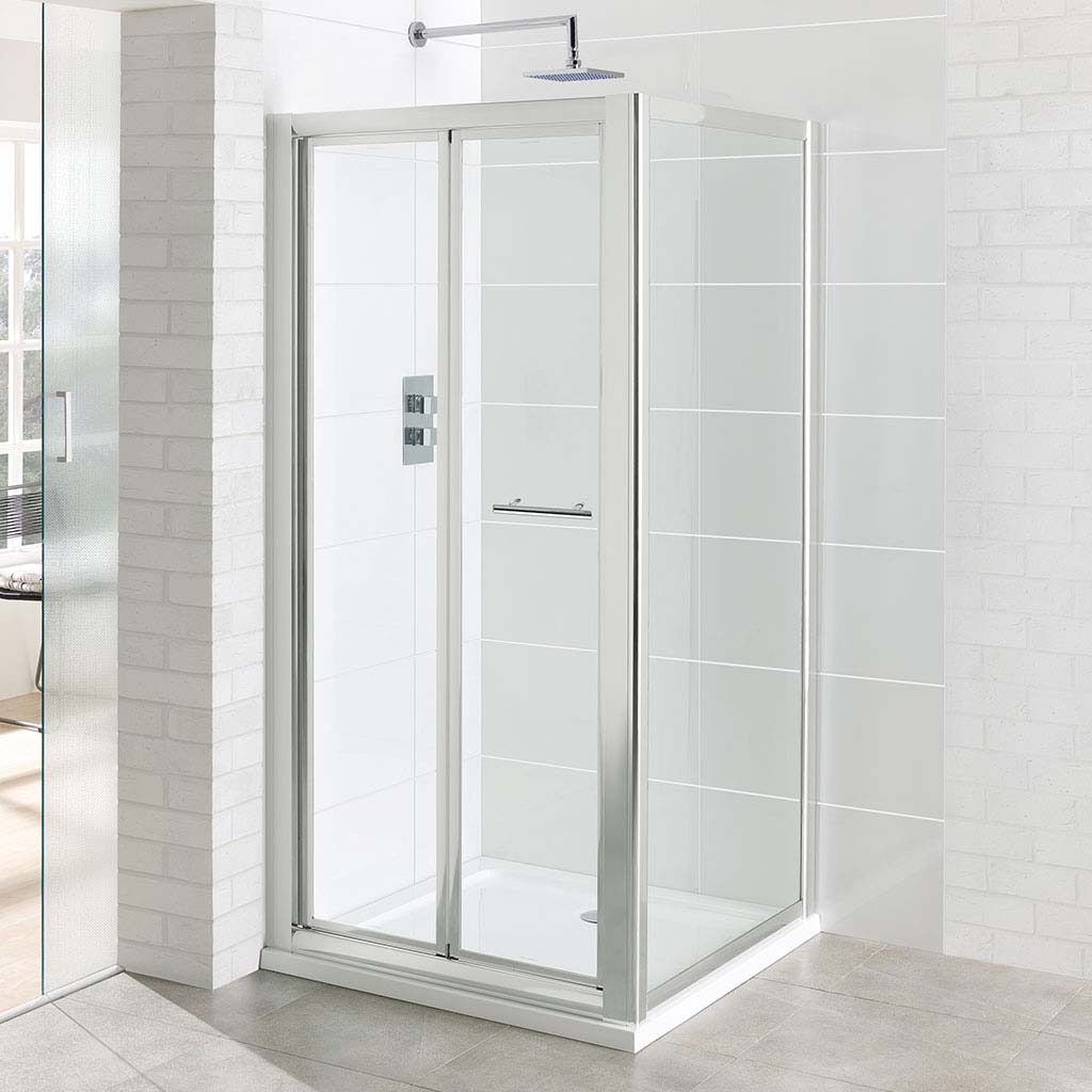 Vantage Polished Silver Bi-Fold Door Shower Enclosure 760mm — Wise ...