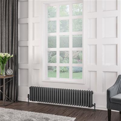 Rivassa Matt Anthracite Three Column Traditional Radiator 300 x 1373mm ...
