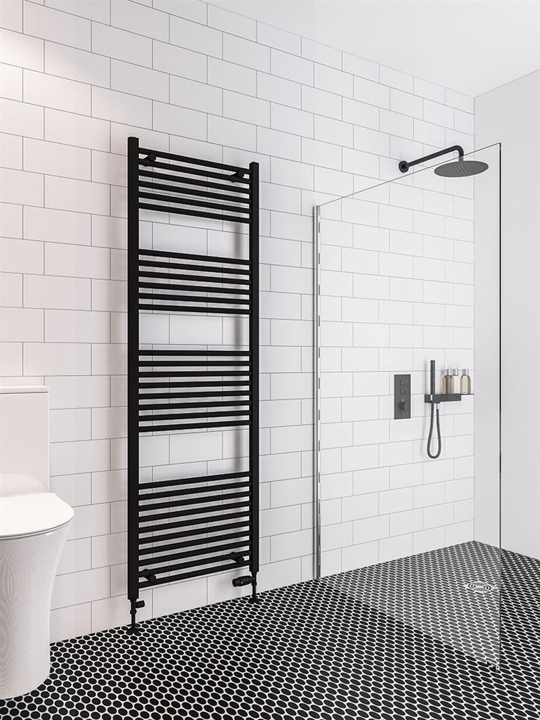 Wingrave Matt Black Straight Towel Radiator 1800 x 600mm — Wise Bathrooms