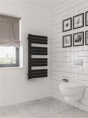 Helmsley Matt Black Towel Radiator 1150 x 500mm — Wise Bathrooms