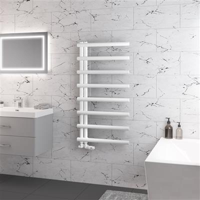 Marlow E-Style Matt White Towel Radiator 1150 x 500mm — Wise Bathrooms