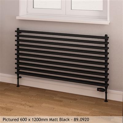 Murano Matt Black Horizontal Towel Radiator 600 x 1000mm — Wise Bathrooms