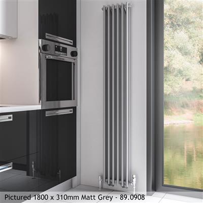 Murano Matt Grey Vertical Towel Radiator 1800 x 310mm — Wise Bathrooms