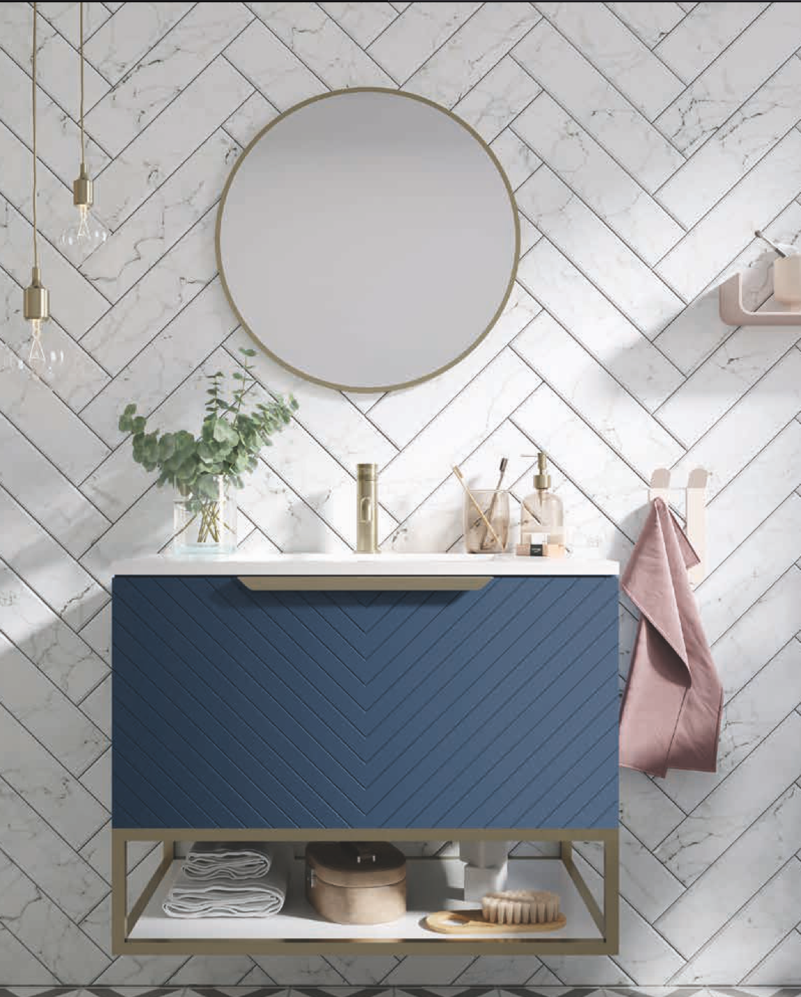 Chevron Blue 600 Vanity Unit with Ambience Basin — Wise Bathrooms