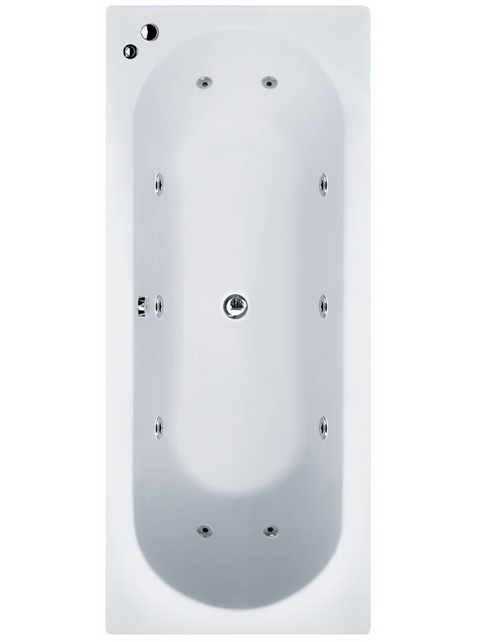 Luna Acrylic Bath with 10 Jet Whirlpool 1700 x 750mm — Wise Bathrooms