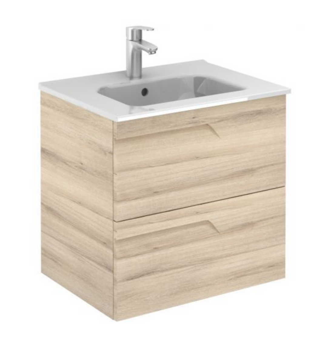 Vitale Slimline Light Oak 610 Vanity Unit with Square Basin — Wise ...