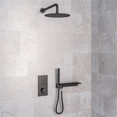 Bundle 10 Matt Black Round Concealed Shower Set — Wise Bathrooms