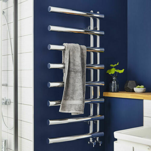 Quartz Modern Designer Offset Radiator - Chrome — Wise Bathrooms